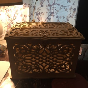 Personalized Ivory Card Box for Wedding With Slot and Lock, Wedding ...