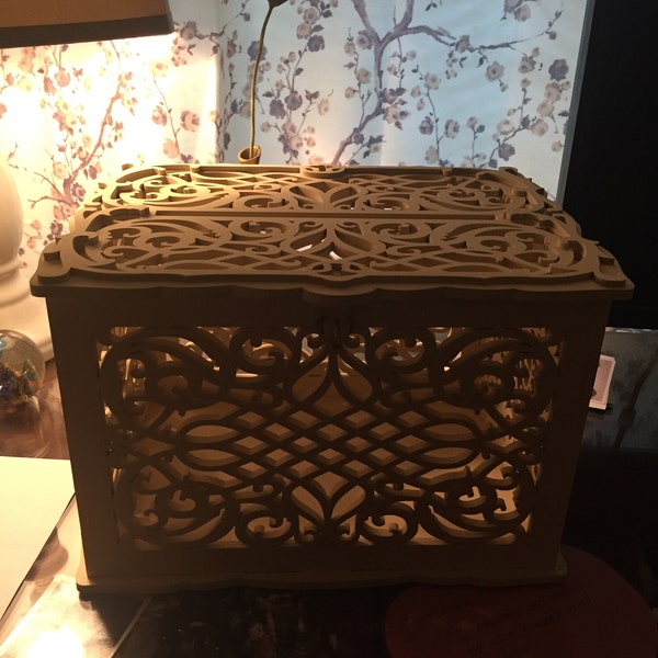 Personalized Ivory Card Box for Wedding With Slot and Lock, Wedding ...