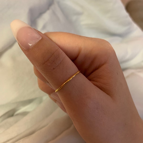 Thin Gold Stacking Ring • 14k Gold Fill • 1mm • Perfect Pinky Ring or ...