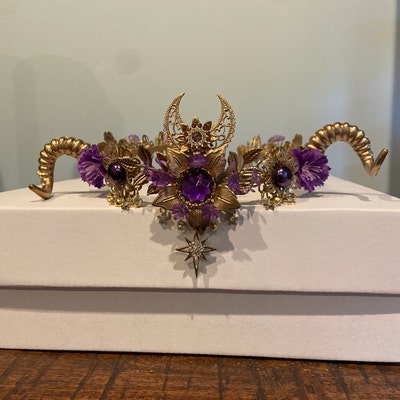 Aries Crown Zodiac Signs Celestial Headband Festival Fashion Gold Horns ...