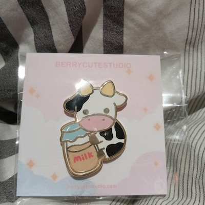 Cow Hard Enamel Pin, Cute Cow Enamel Pin, Kawaii Cow Accessory, Dairy ...