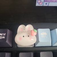 ARTISAN Strawberry Bunny Keycap Pink Green Transparent Cute Kawaii ...