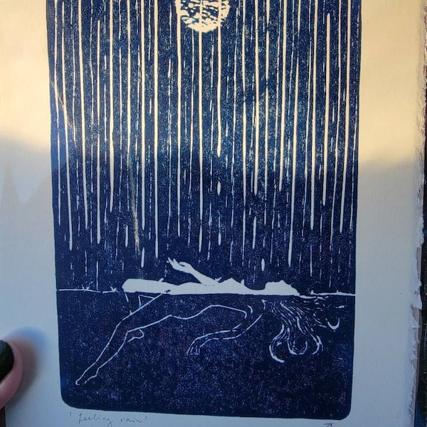 Underwater Garden Print, Linocut Print, Lino Art, Sea Themed Art Print ...