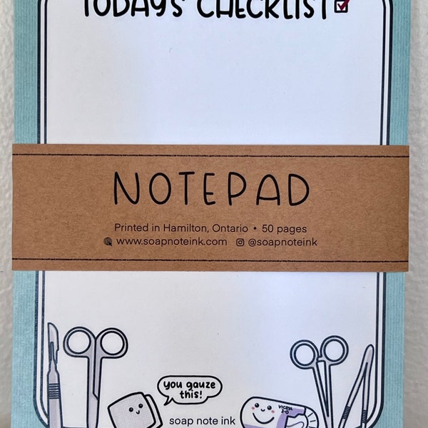 Surgical Checklist Notepad - Surgeon, Nurse, Dentist, Veterinary ...