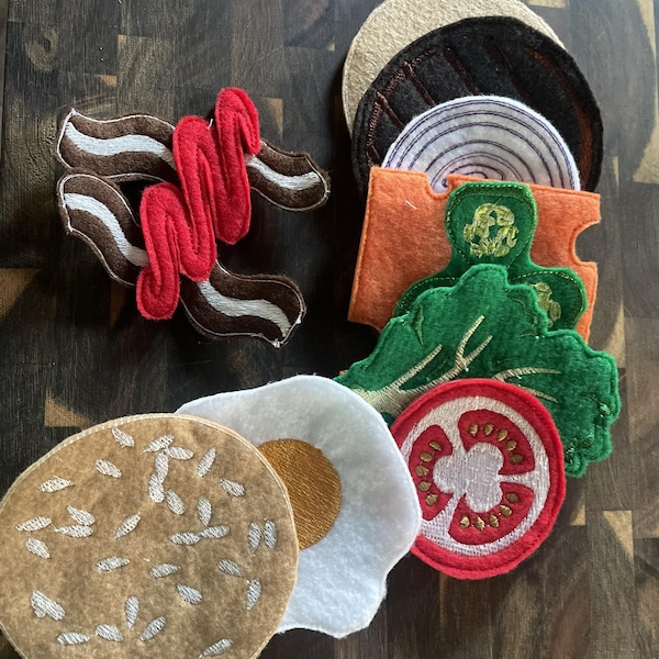 Embroidery FILES ITH Burger, Felt ITH Burger Set, 4x4 Felt Burger ...