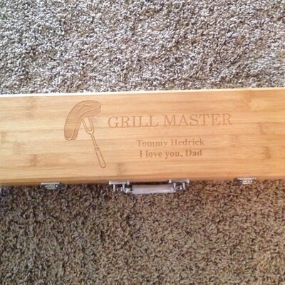 Grill Master Bamboo 5 Piece BBQ Set Engraved Groomsman Gift, Custom BBQ ...