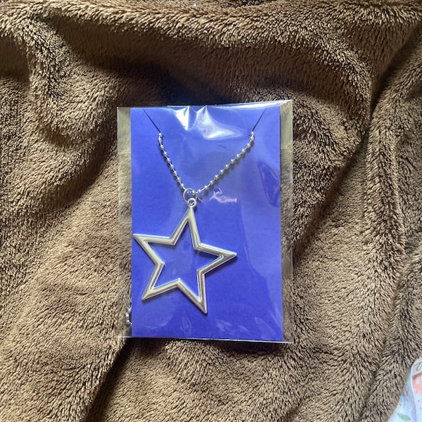 Large Silver Star Necklace, Silver Tone Star Pendant Necklace ...
