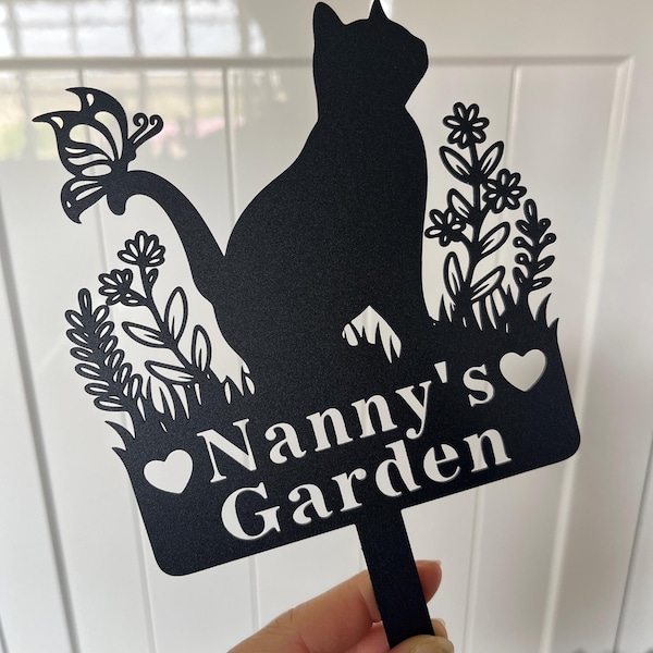 Custom Pet Metal Garden Decor, Personalised Cat With Stakes Garden Sign ...
