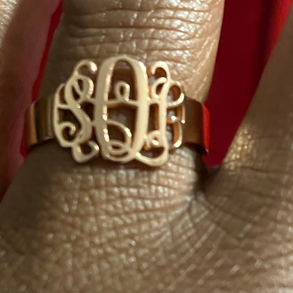 Gold Monogram Ring,3 Initial Monogram Ring,personalized Name Ring ...