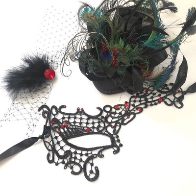 Fascinator Veil Mask Women With Crystals - Etsy