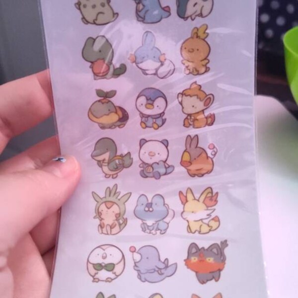 Pastel Tiny Derpy Poké Gen 1-9 Starters Sticker Sheet | 27 Stickers! - Etsy