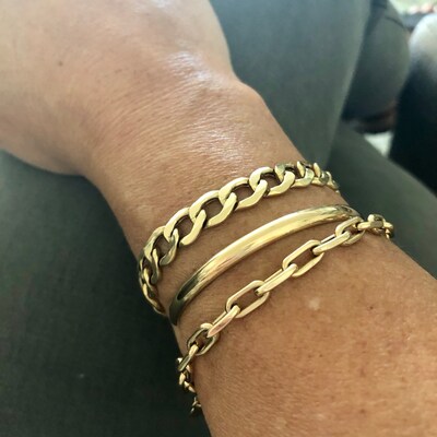 14k Gold Large Open Link Chain Bracelet - Etsy