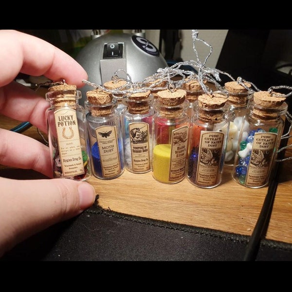 Mini Potion Bottle Ornaments, Set of 5, Glass Potion Bottles, Custom ...