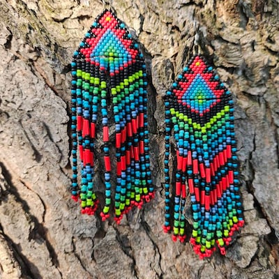 Three Patterns, Woman Beaded Earrings Pattern, Instant Download, Miyuki ...