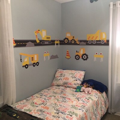 Construction Transportation Dump Truck Digger Car Wall Decals Kids ...