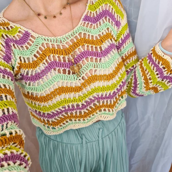 Wavy Crochet Sweater *PDF PATTERN DOWNLOAD* - Etsy