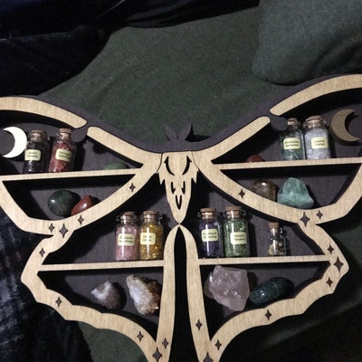 Coppermoon Luna Moth Crystal Shelf, Luna Moth Shelf, Luna Moth Wooden ...