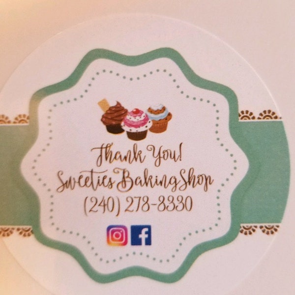 Custom Bakery Logo Stickers | Glossy Cupcake Labels - Etsy