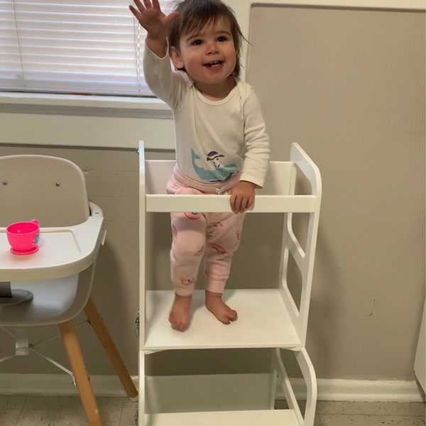 2-in-1 Toddler Tower Kids Step Stool for Toddler, Transformable Toddler ...