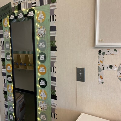 Modern Terrazzo Editable Affirmation Station Affirmation Mirror Labels ...