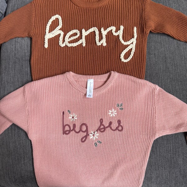 Custom Baby Name Sweater,knit Name Baby Sweater,hand Embroidered Name ...