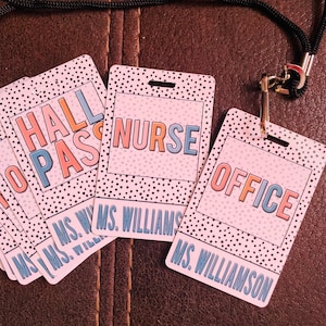 Boho Vibes Theme Classroom Hall Passes for Teachers, Personalized, Set ...