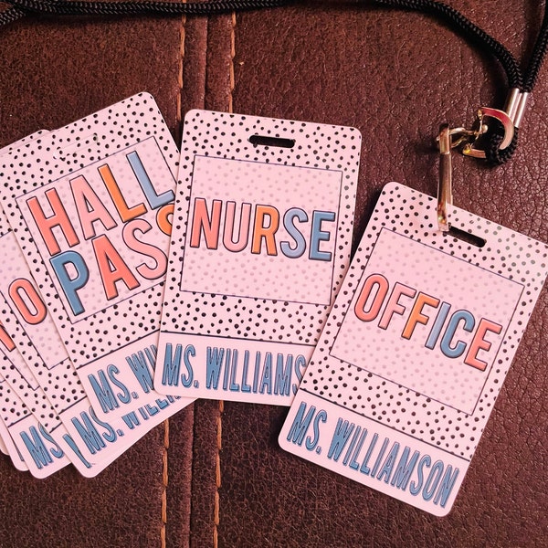 Boho Vibes Theme Classroom Hall Passes for Teachers, Personalized, Set ...