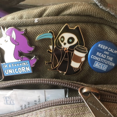 Death and Coffee Cat Pin the Kitty Grim Reaper Hard Enamel Pin - Etsy