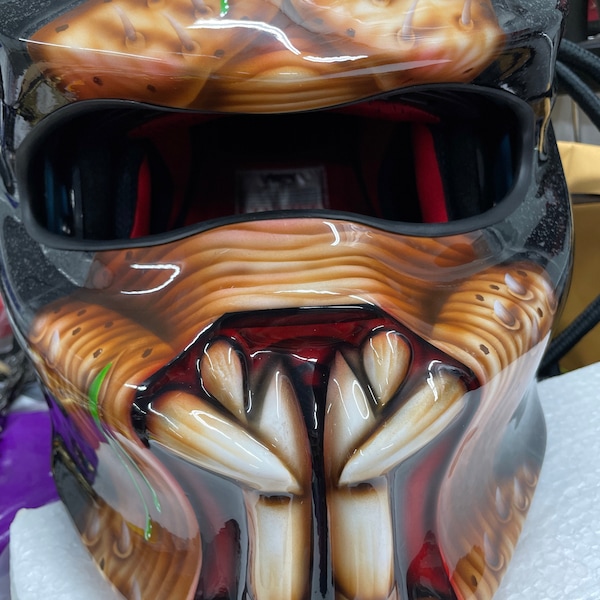Predator Motorcycle Helmet Fighter Human Custom DOT & ECE Certified - Etsy