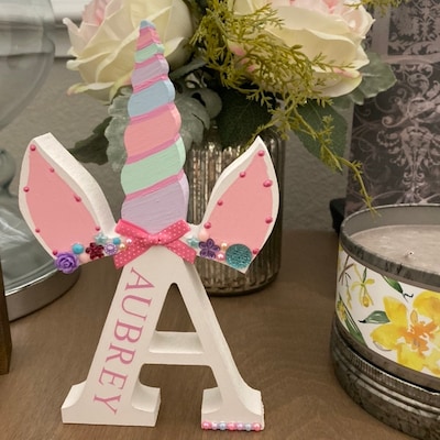 Personalised Handmade Wooden Freestanding Unicorn Style Letter - Etsy