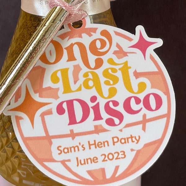 Personalised Set of 8 One Last Disco Gift Tags | Retro Disco | Hen ...