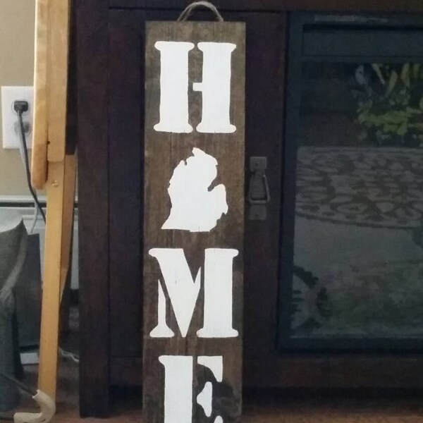 Michigan Home Sign, Wooden MI Home Sign, Wooden Signs, Michigan Love ...