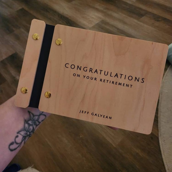 Personalized Retirement Book - Wooden Guest Book With Custom Engraved ...