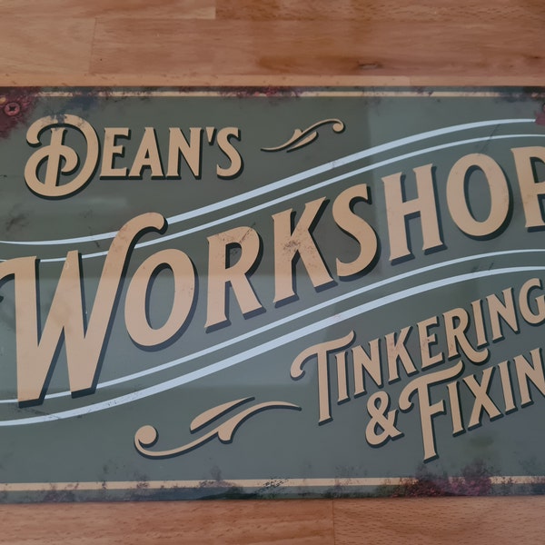 Personalised Workshop Sign Metal Wall Door Decor Accessory, Garage ...