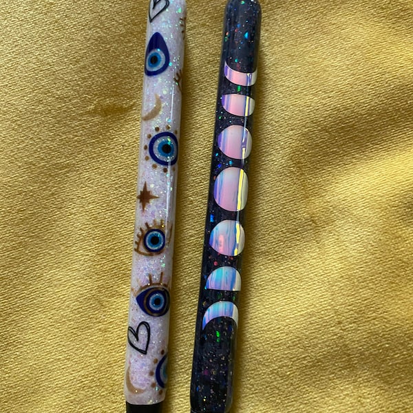 Phases of the Moon Glitter Gel Pen, Custom Epoxy Glitter Pen, Custom ...