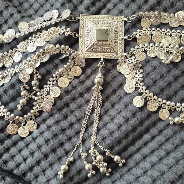 Tribal Fusion Bellydance Belt , Hip Scarf Waist Jewelry Kuchi Belt ...
