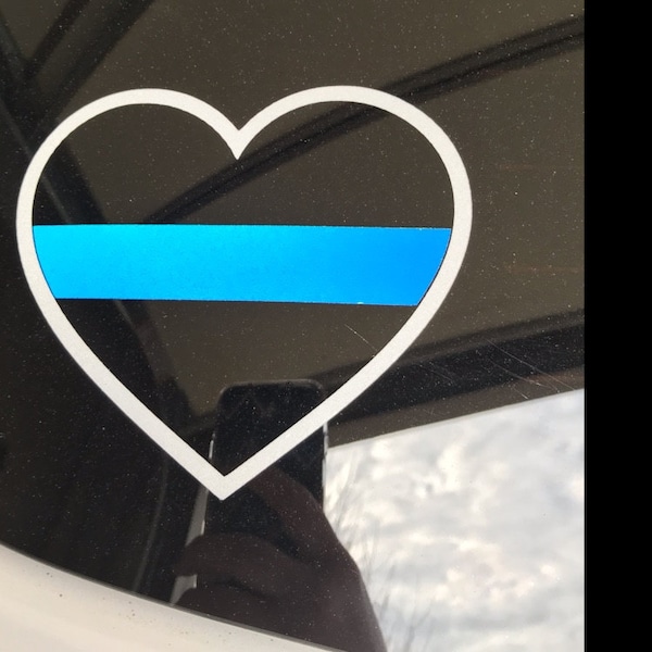 Reflective "blue Line" Heart Decal - Etsy