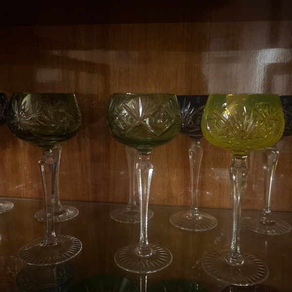 Mismatched Bevel Cut Crystal Brandy Snifters Glasses Set of 2 Cognac ...
