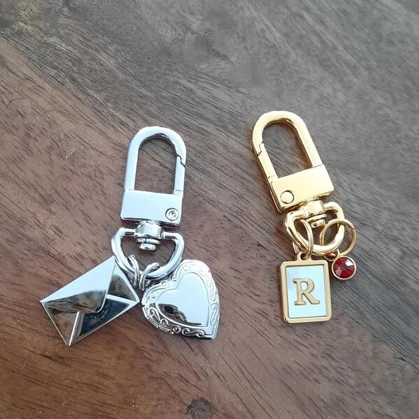 Locket Keychain, Bag Charm, Heart Charm Bag Charm, Personalized ...