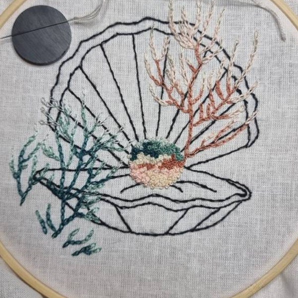 Seashell - Hand Embroidery Pattern and Tutorial / Guide | Digital ...