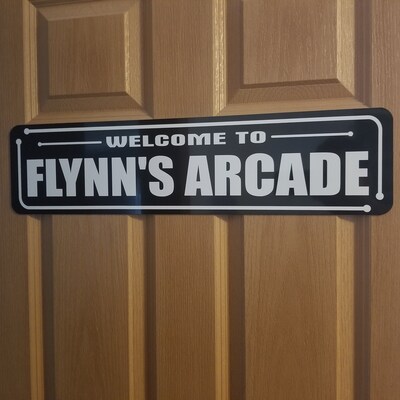 Welcome to Flynn's Arcade Aluminum Sign - Etsy
