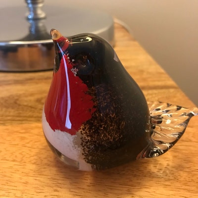 Art Glass Remembrance Robin on Base With Encased Ashes - Etsy UK