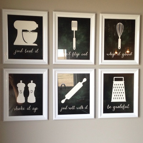 Kitchen Decor PRINTABLE Signs. Set of Chalkboard Kitchen Utensil Art ...