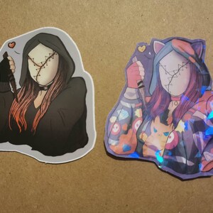 Old Animation Style Alice and Red Queen Sticker Holographic Waterproof ...