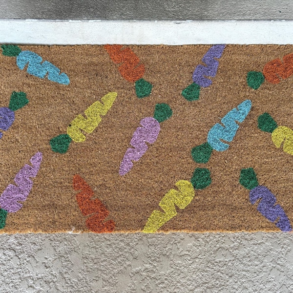Colorful Pastel Rainbow Floral Pattern Doormat | Cute Floral Front ...
