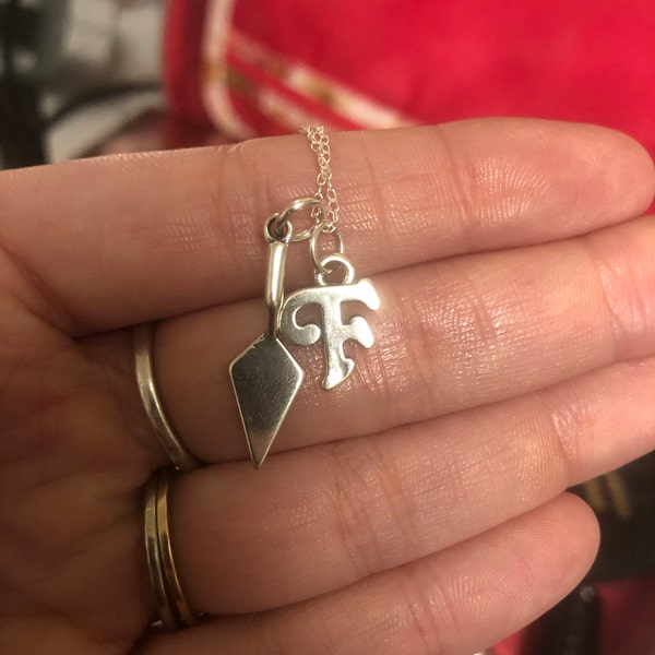 Silver Cursive F Initial Necklace - Sterling Silver Cursive Initial F ...