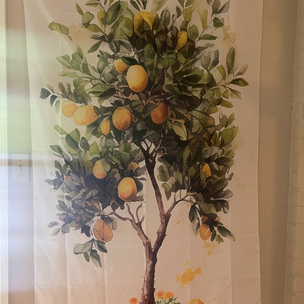 Boho Watercolor Lemon Tree Tapestry Wall Hanging Home Decor Citrus ...