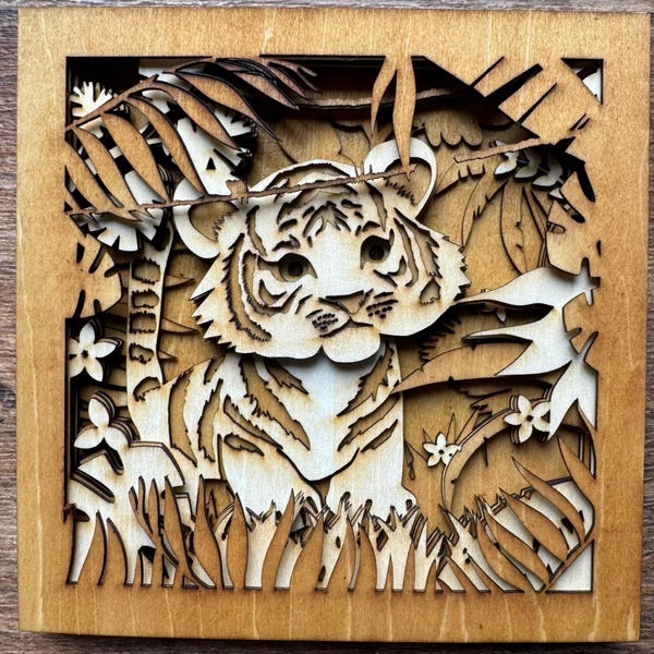 Multilayer Cute Tiger Laser Artwork SVG Mandela - 3D Layered Vector ...