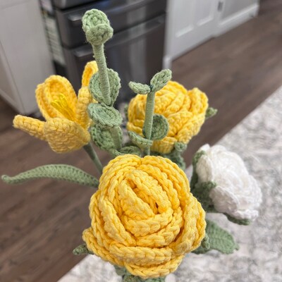 4/6pack Crochet Gradient Rose Flowers for Home Deco Handmade - Etsy