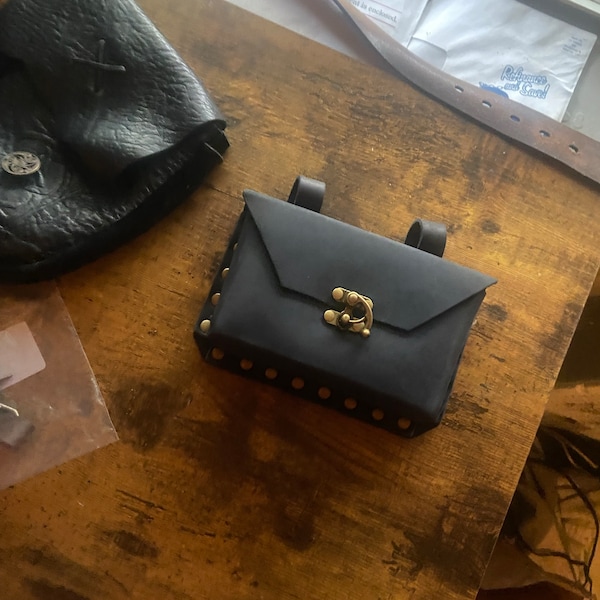 Leather Rectangle Pouch Large for Phones Cosplay Ren Faire Sca Larp ...